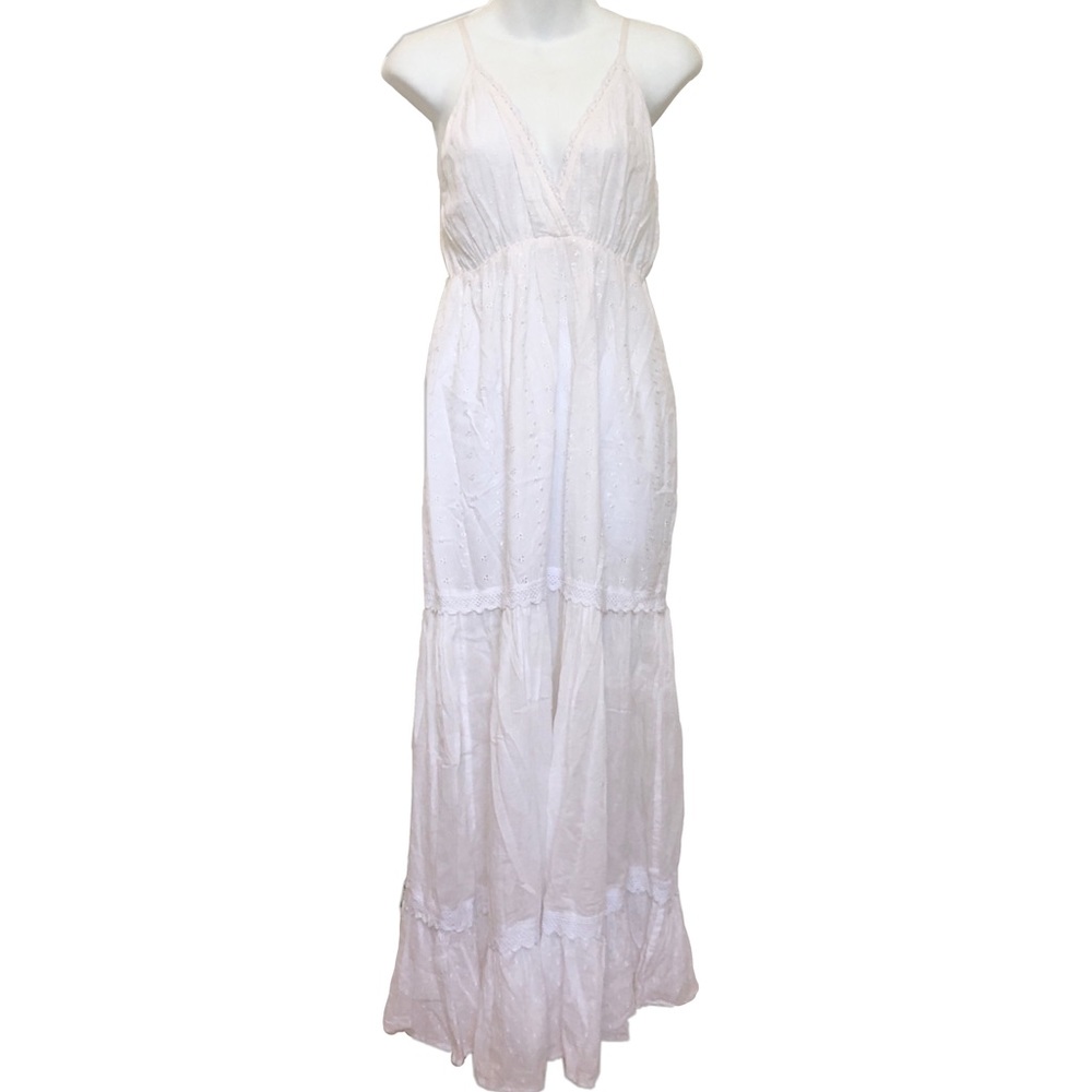Sol White Floral Embroidered Maxi Cami Dress - Gem